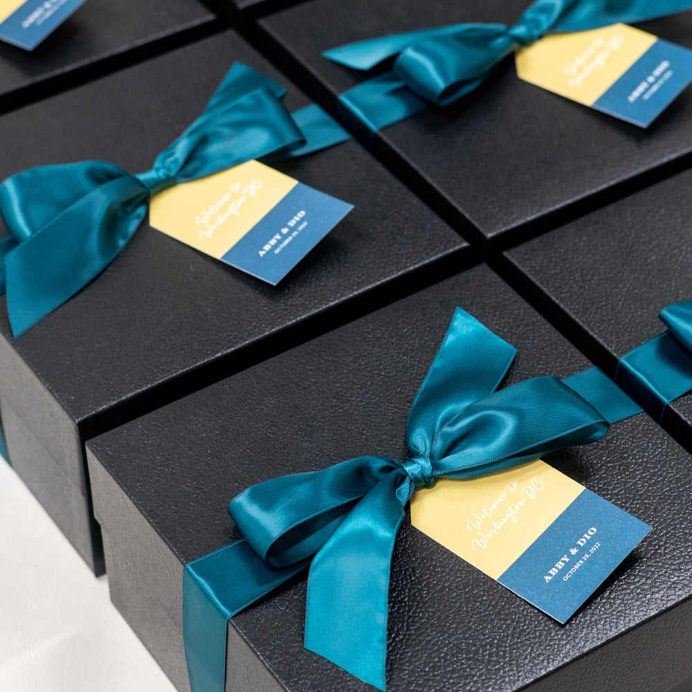 Celebratory & Colorful Custom Wedding Welcome Gift Boxes